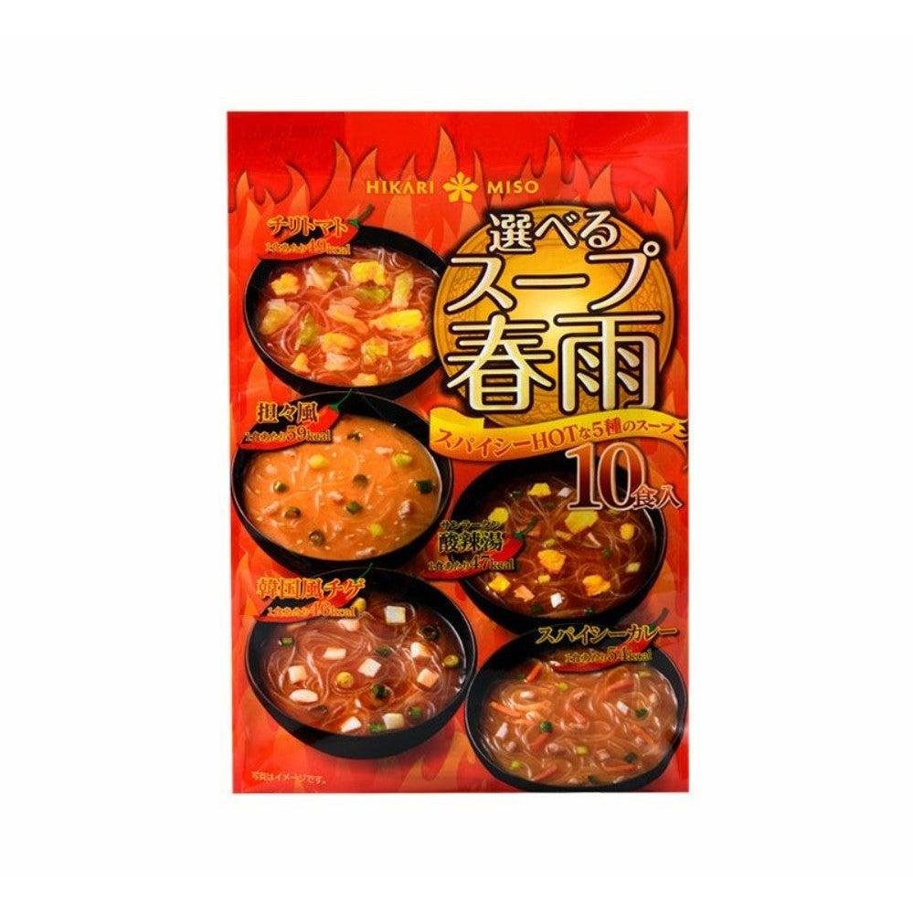 Hikari Miso Instant Hot and Spicy Harusame Soup Assortment 10 Packets – Japanese Taste