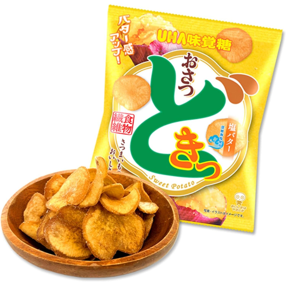 UHA Mikakuto Osatsudoki Salted Butter Sweet Potato Chips 65g (Pack of – Japanese Taste