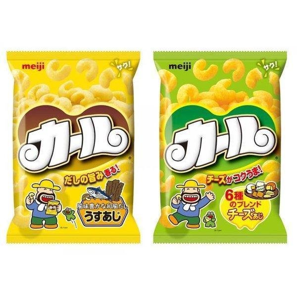 Meiji Karl Corn Puff Snack Cheese & Light Salt Flavors (Pack of 2 Bags